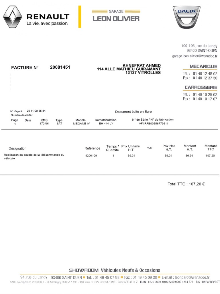Facture Renault | PDF