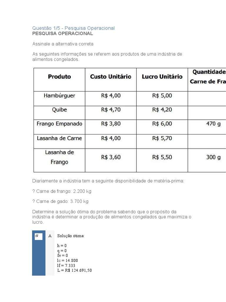 Apol 2 Pesquisa Operacional | PDF | Pesquisa operacional | Processo de ...