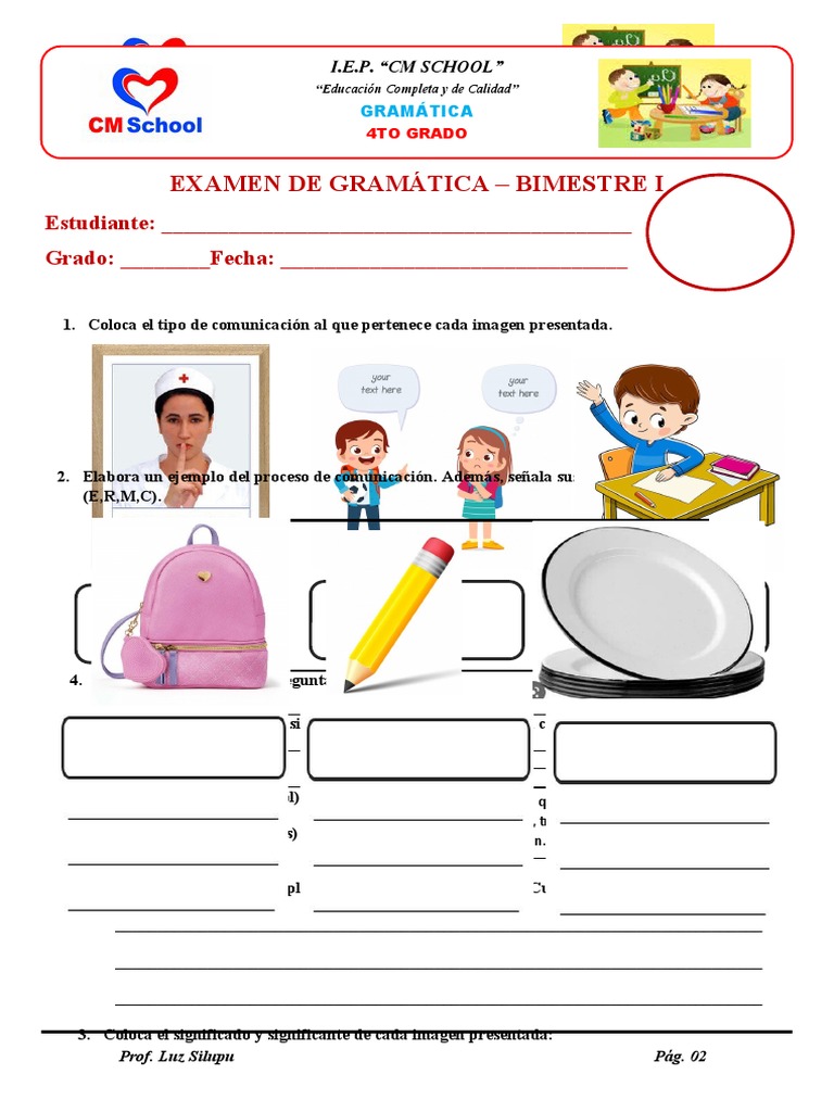 Examen De Gramática 4to Pdf