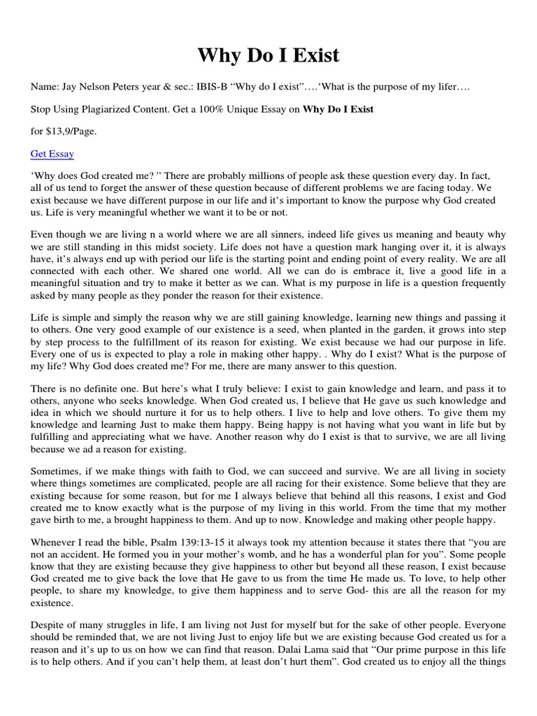 Why Do I Exist Pdf Knowledge Reason