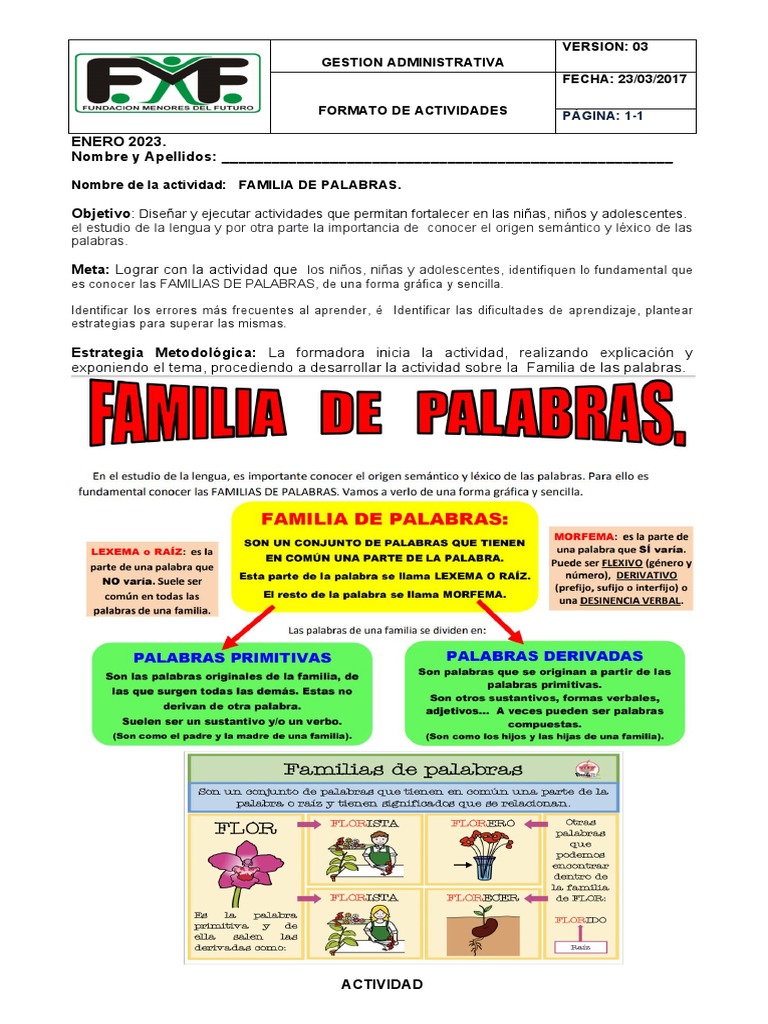 Familia de Palabras | PDF