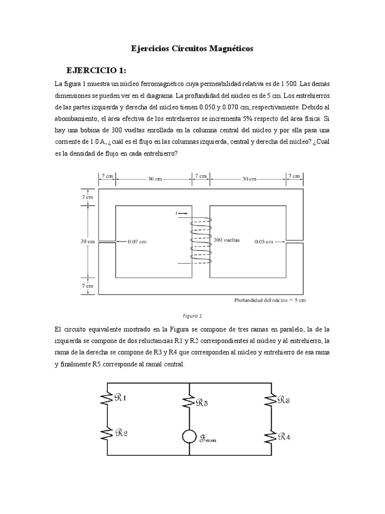Ejercicios de Circuitos Magnéticos | PDF | Corriente eléctrica | Campo magnético