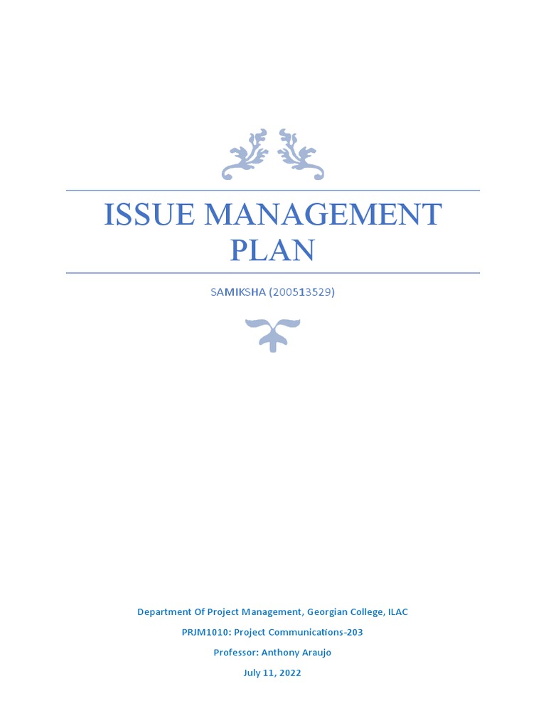 Issue Management Plan | PDF | Economies | Business