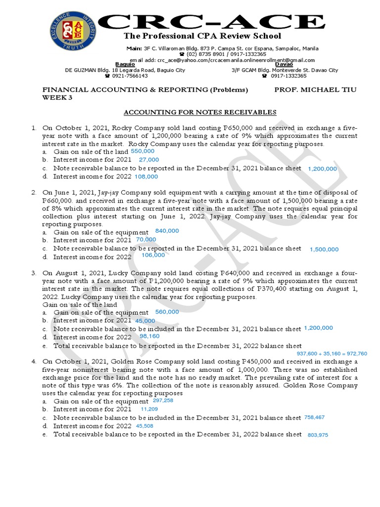 Week 03 - Notes Receivables | PDF