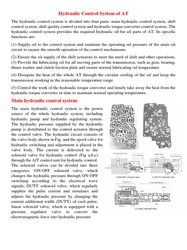 Hydraulic Control System of AT | PDF | Valve | Manual Transmission