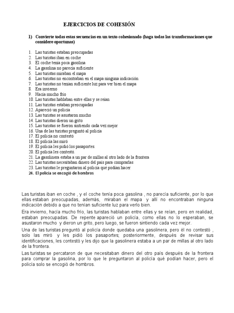 Ejercicios de Cohesion | PDF