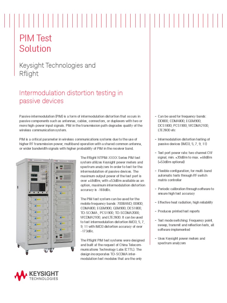 PIM Test Solution: Keysight Technologies and Rflight | PDF ...
