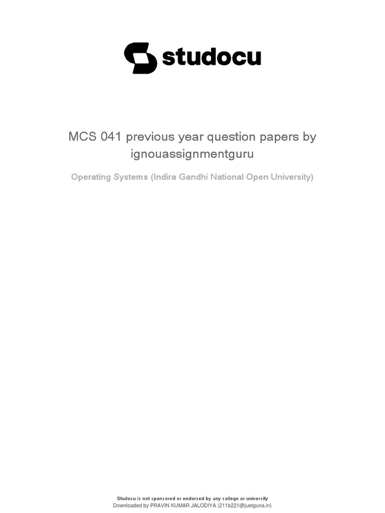 Mcs 041 Previous Year Question Papers by Ignouassignmentguru | PDF | Scheduling (Computing ...
