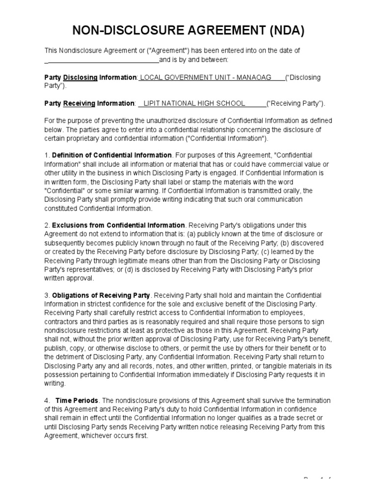 Basic Non Disclosure Agreement | Download Free PDF | Non Disclosure ...
