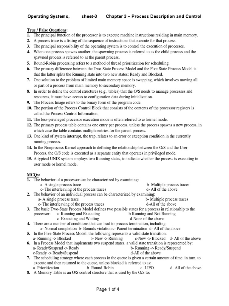 Sheet 3 2020 | PDF | Process (Computing) | Operating System