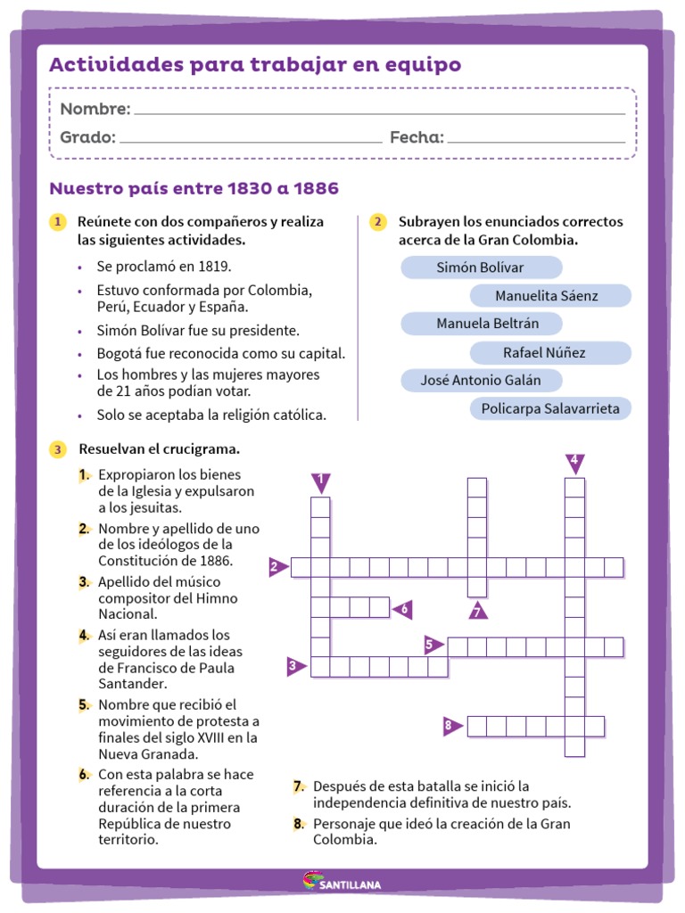 Sociales Crucigrama | PDF | Colombia | América del Sur