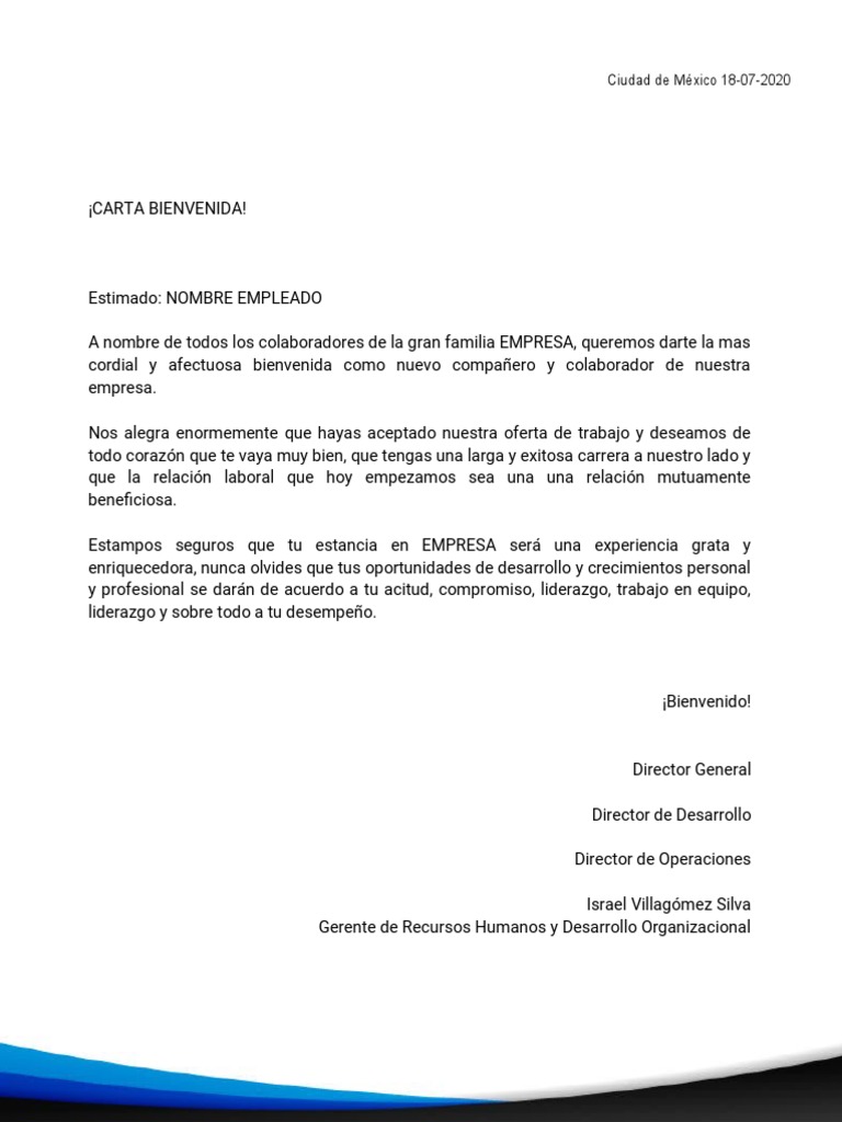 Carta de Bienvenida | PDF