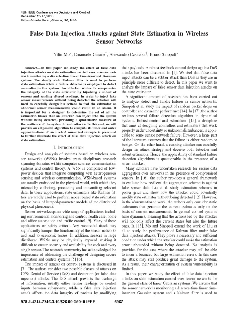 5 False Data Injection Attacks Against State Estimation in Wireless ... 5 False Data Injection Attacks Against State Estimation in Wireless ...
