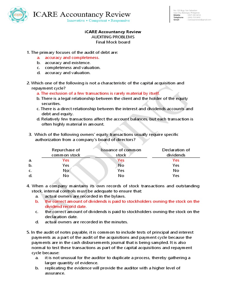 Auditing Problems FPB With Answer Keys | PDF | Inventory | Accounts Payable
