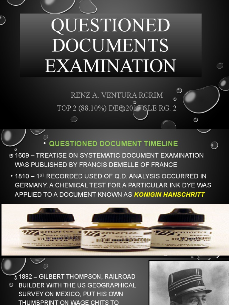 Questioned Documents Examination: Renz A. Ventura Rcrim TOP 2 (88.10% ...