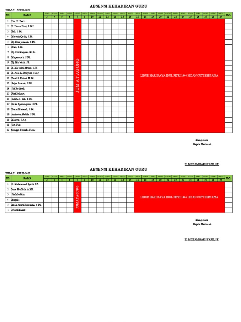 Rekap Absensi Guru | PDF