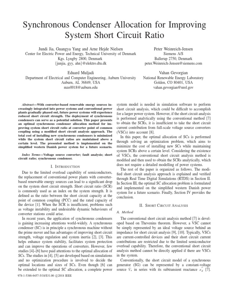 Synchronous Condenser Allocation Improving SCR | PDF | Electrical Network | Network Analysis ...