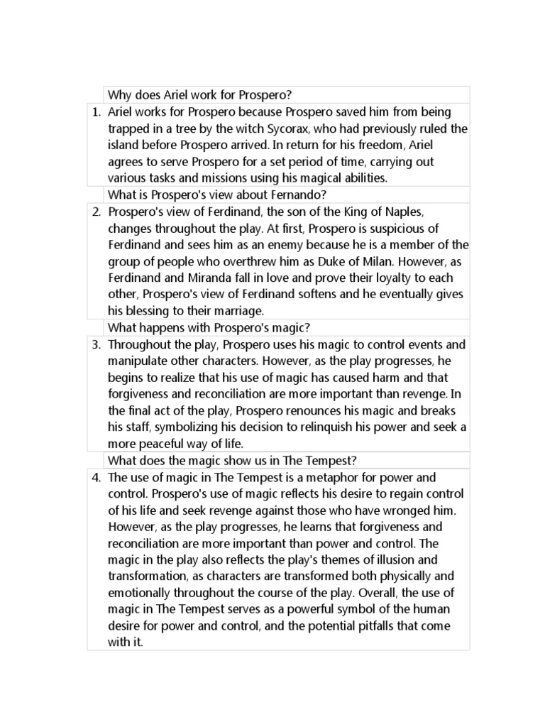 Ariel, Prospero, and The Tempest's Magic | PDF | The Tempest