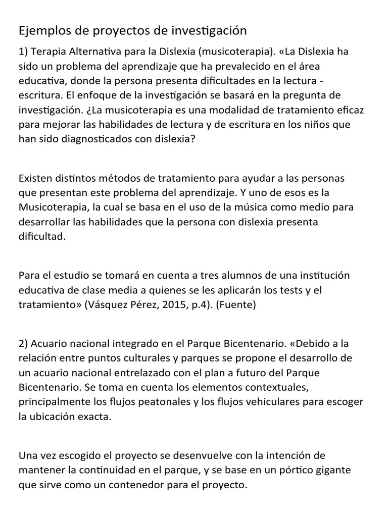 Ejemplos de Proyectos de Investigación | PDF