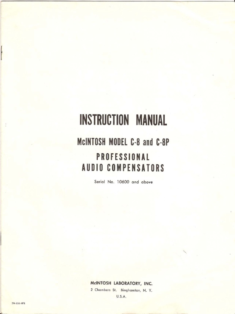 McIntosh C8 Owner Manual Schematic | PDF