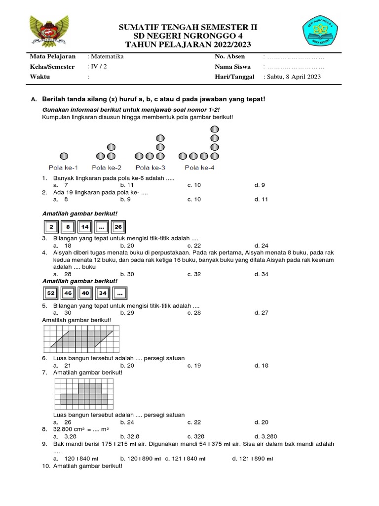 PTS MATEMATIKA SEM 2 Kurikulum Merdeka | PDF
