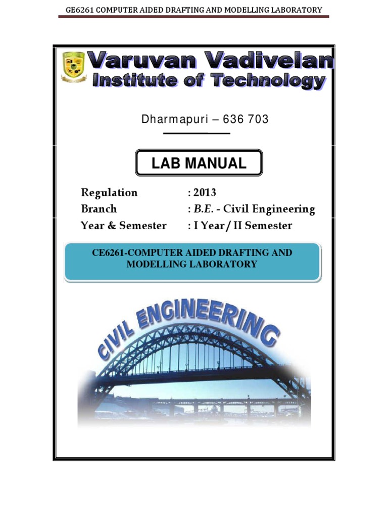 CAD Lab Manual for Civil Engineering | PDF | Technical Drawing ...