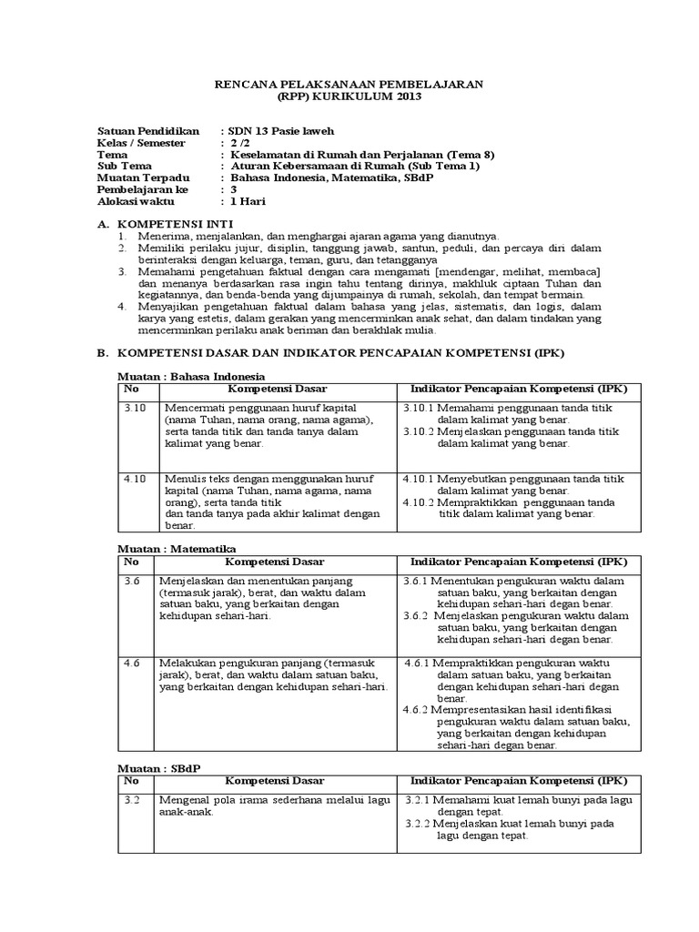 RPP Pembelajaran Terpadu | PDF