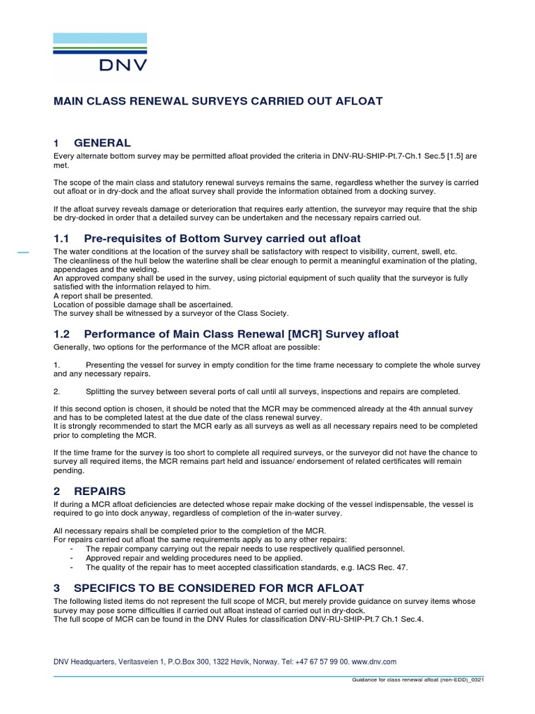 Main Class Renewal Surveys Carried Out Afloat | PDF | Ships | Lubricant