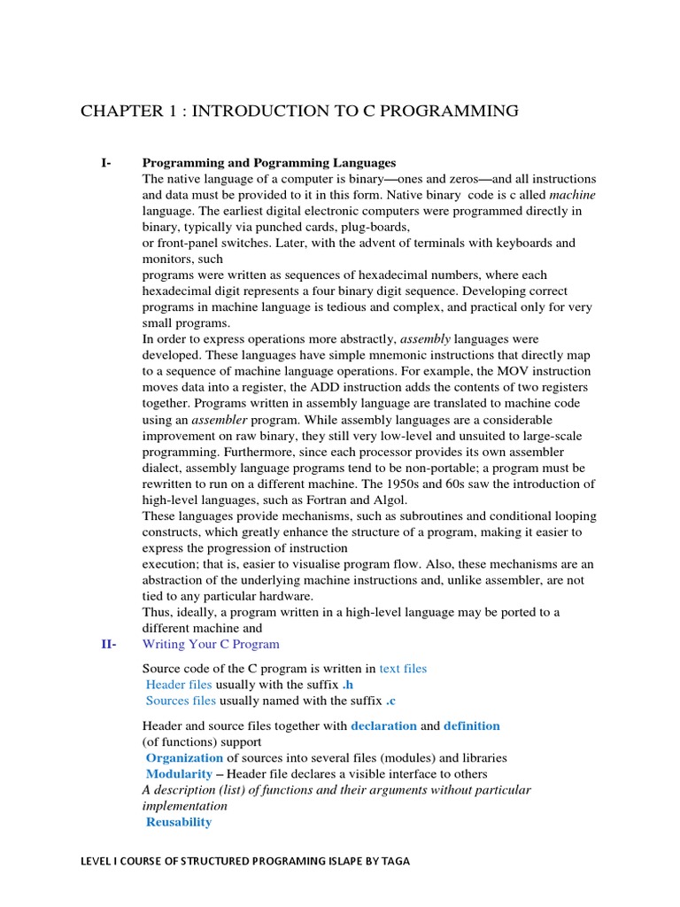 CHAPTER 1 C Programing | PDF | Assembly Language | Data Type