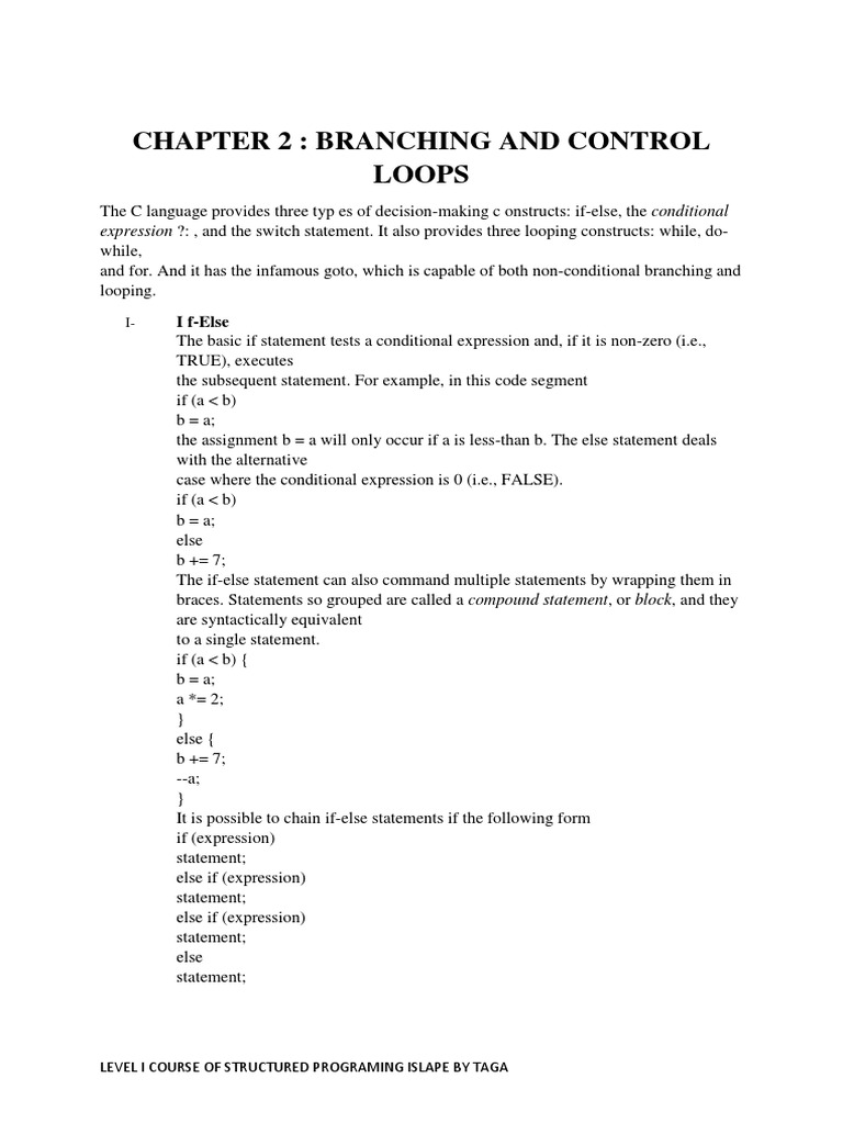 CHAPTER 2 C Programing | PDF | Control Flow | Computer Programming CHAPTER 2 C Programing | PDF | Control Flow | Computer Programming