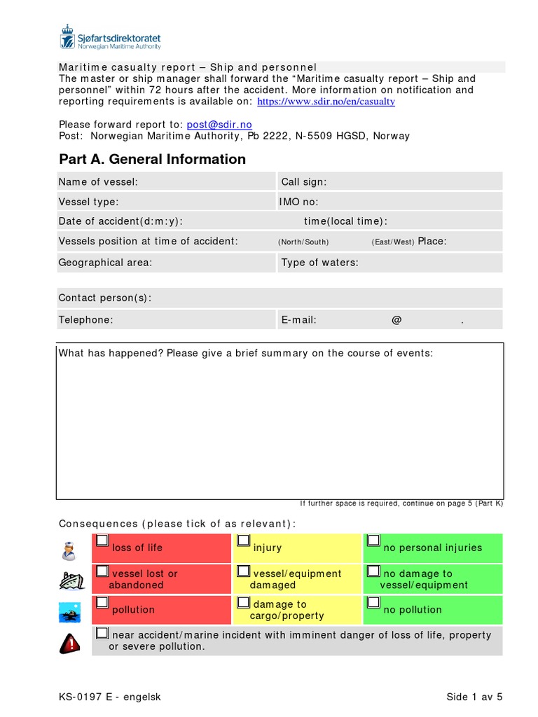 Maritime Casualty Report Template | PDF | Ships | Shipping