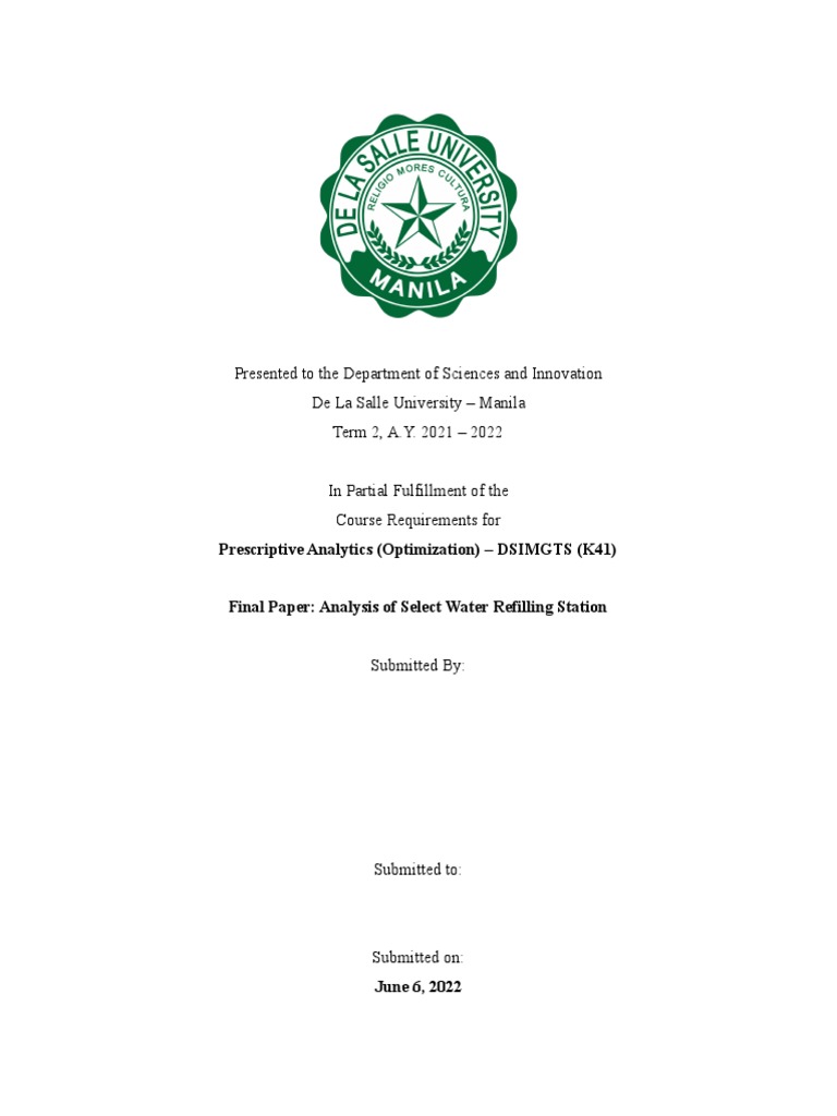 Prescriptive Analytics (Optimization) - DSIMGTS (K41) | PDF ...