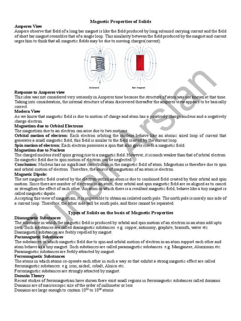 Magnetic Properties of Solids Explained | PDF | Magnetism | Ferromagnetism