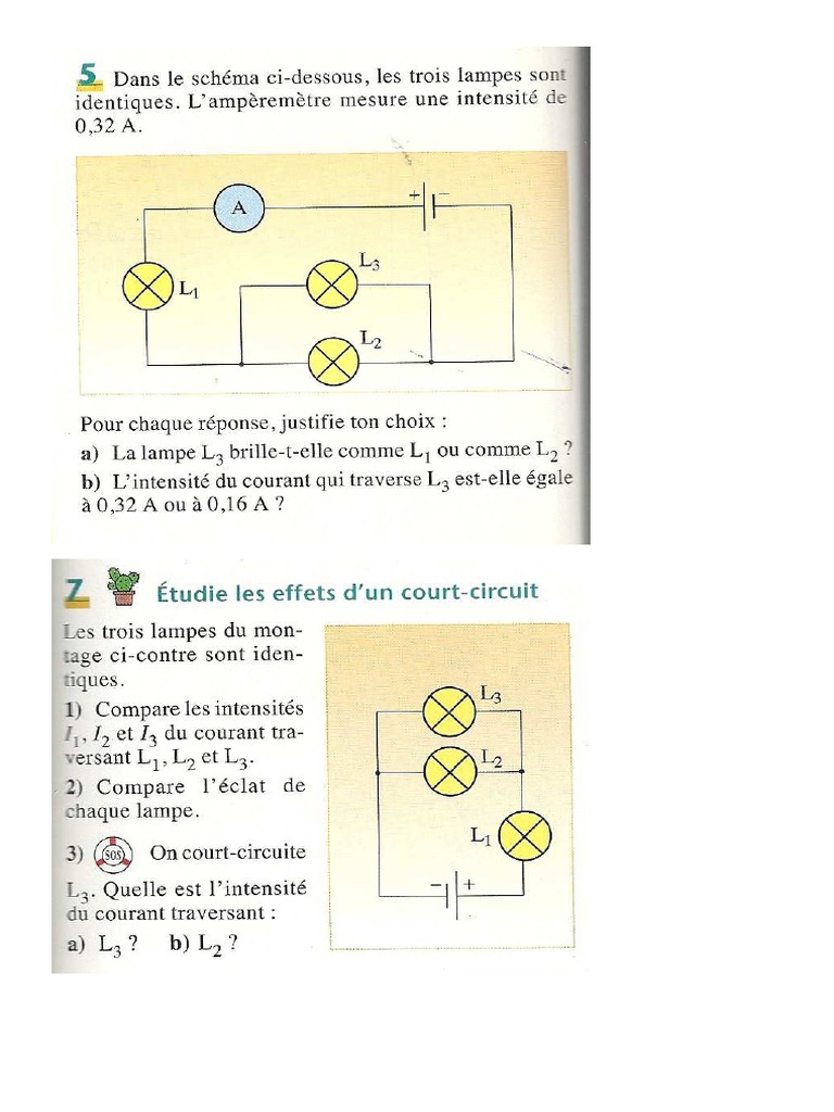 4eme - Electricite - Enonce Exercices Chap 3 Et 4 | PDF