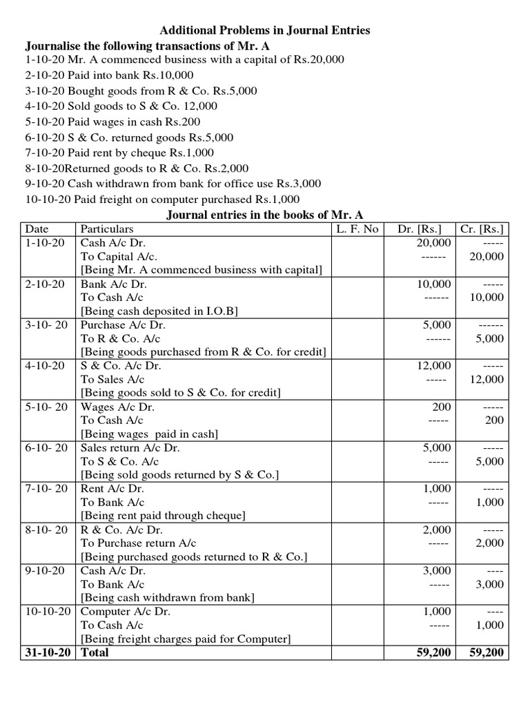 Additional Problems in Journal Entries With Solutions | PDF | Cheque ...