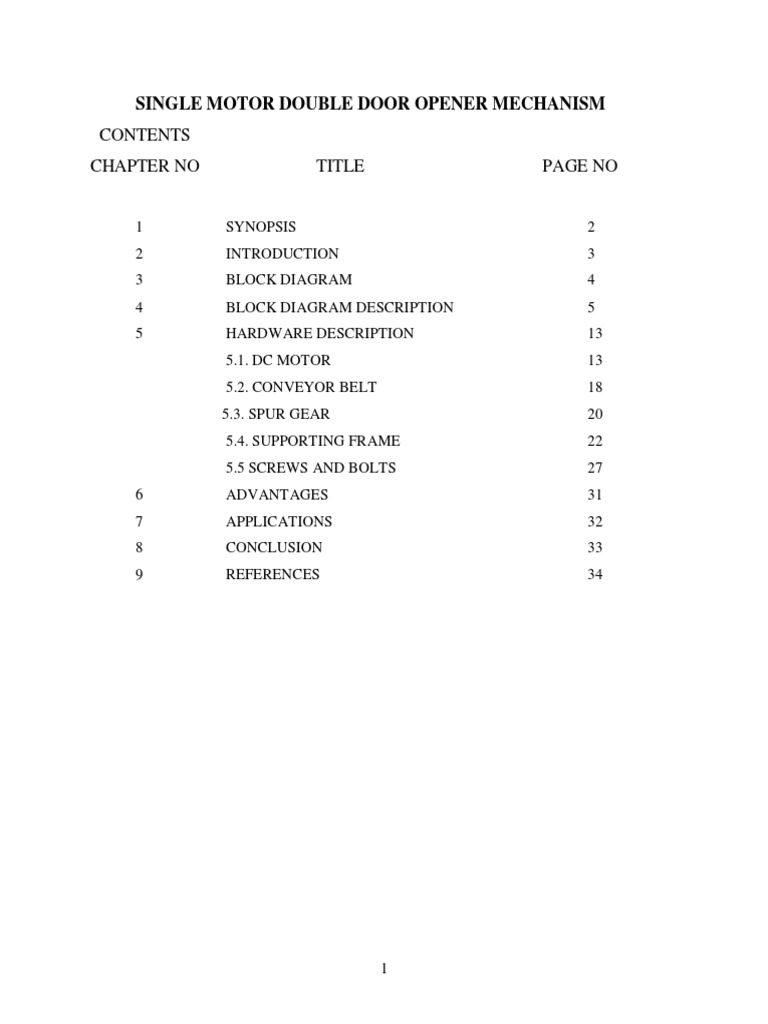 An Automated Single Motor Double Door Opening Mechanism: A Detailed ...
