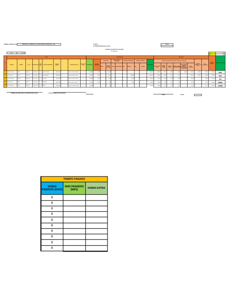 2 Planilla de Sueldos y Salarios Ejemplos | PDF | Las condiciones de trabajo | Compensación laboral
