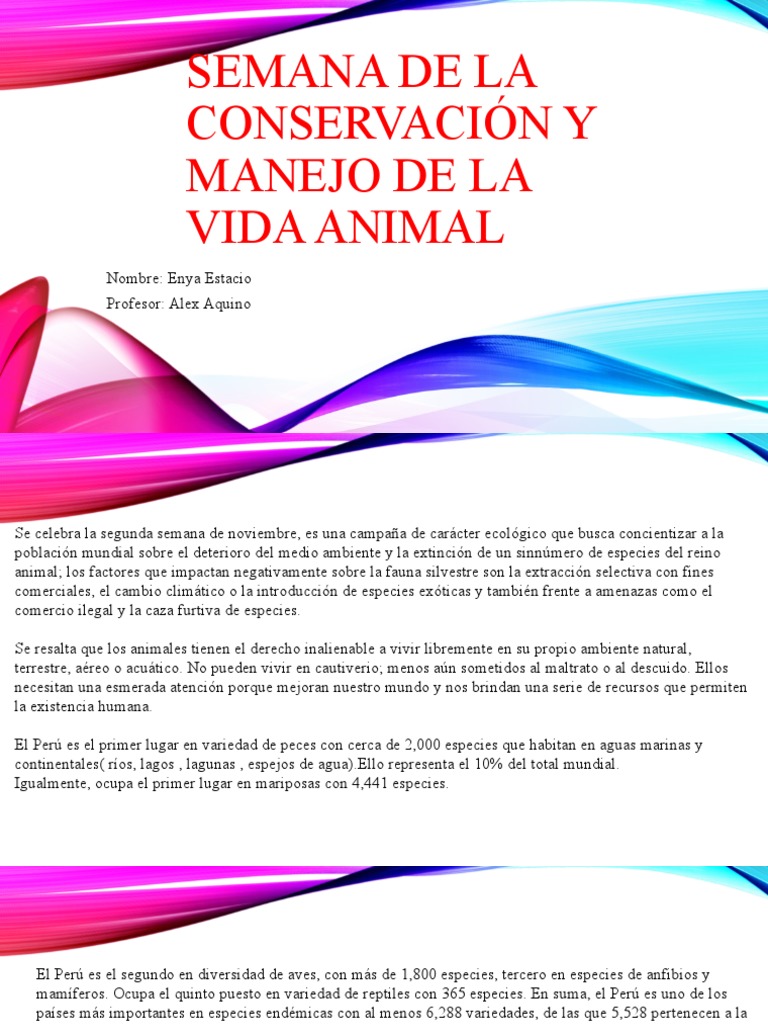 Semana de La Conservación y Manejo de La Vida Animal | PDF | Fauna | Perú