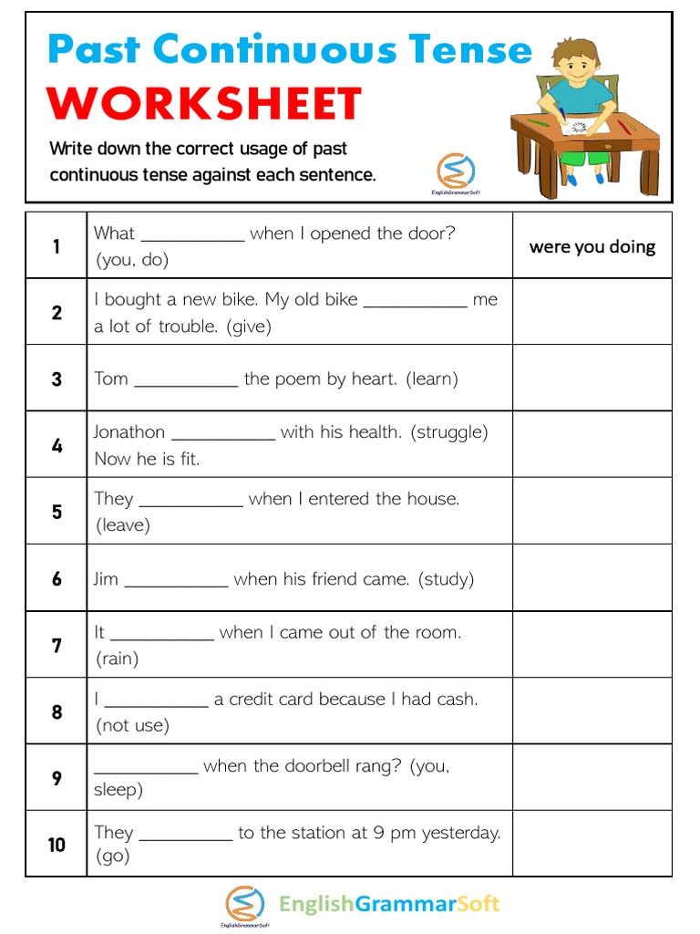 Past Continuous Tense Worksheet With Answers | PDF