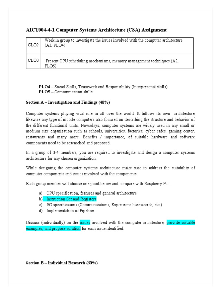 CSA Assignment | PDF | Citation | Operating System