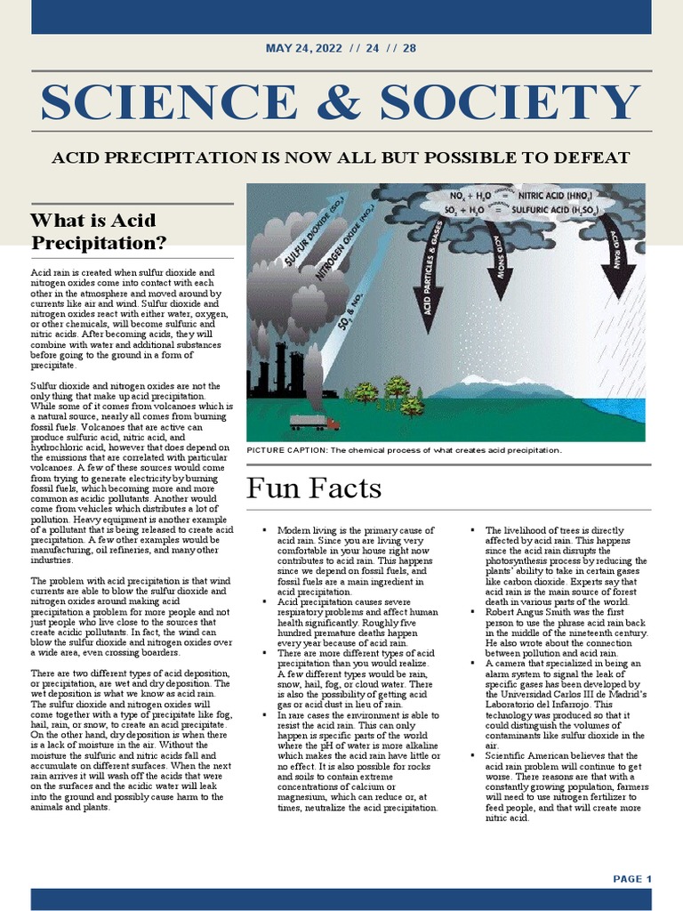 Chemistry Culminating Activity Newspaper On Acid Precipitation | PDF ...