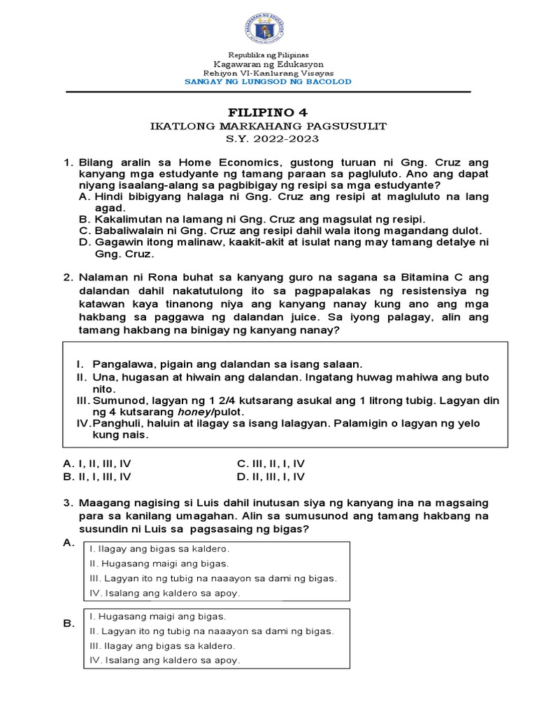 FILIPINO Ikatlong Markahan 2023 | PDF