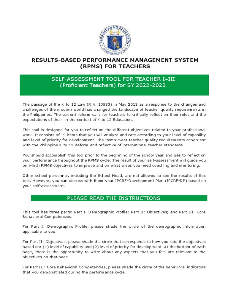 Results-Based Performance Management System (RPMS) For Teachers | PDF ...