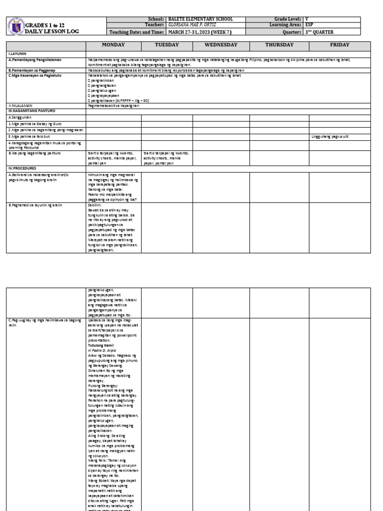 DLL Esp-5 Q3 W7 | PDF