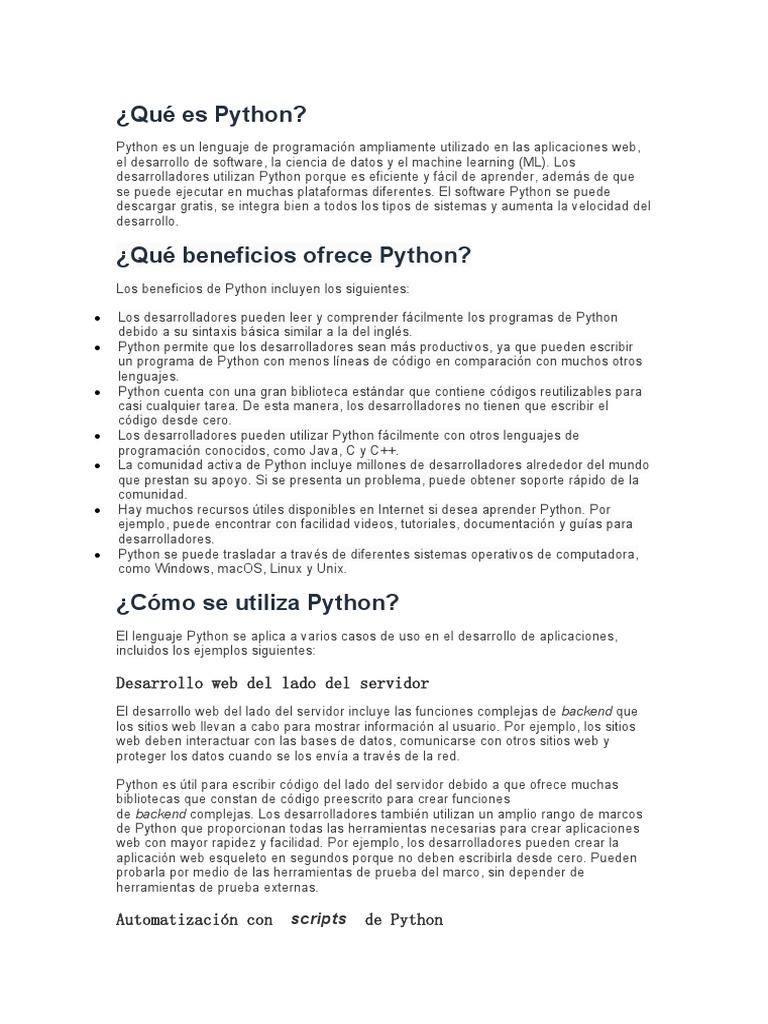 ¿Qué Es Python?: Desarrollo Web Del Lado Del Servidor | PDF | Entorno ...