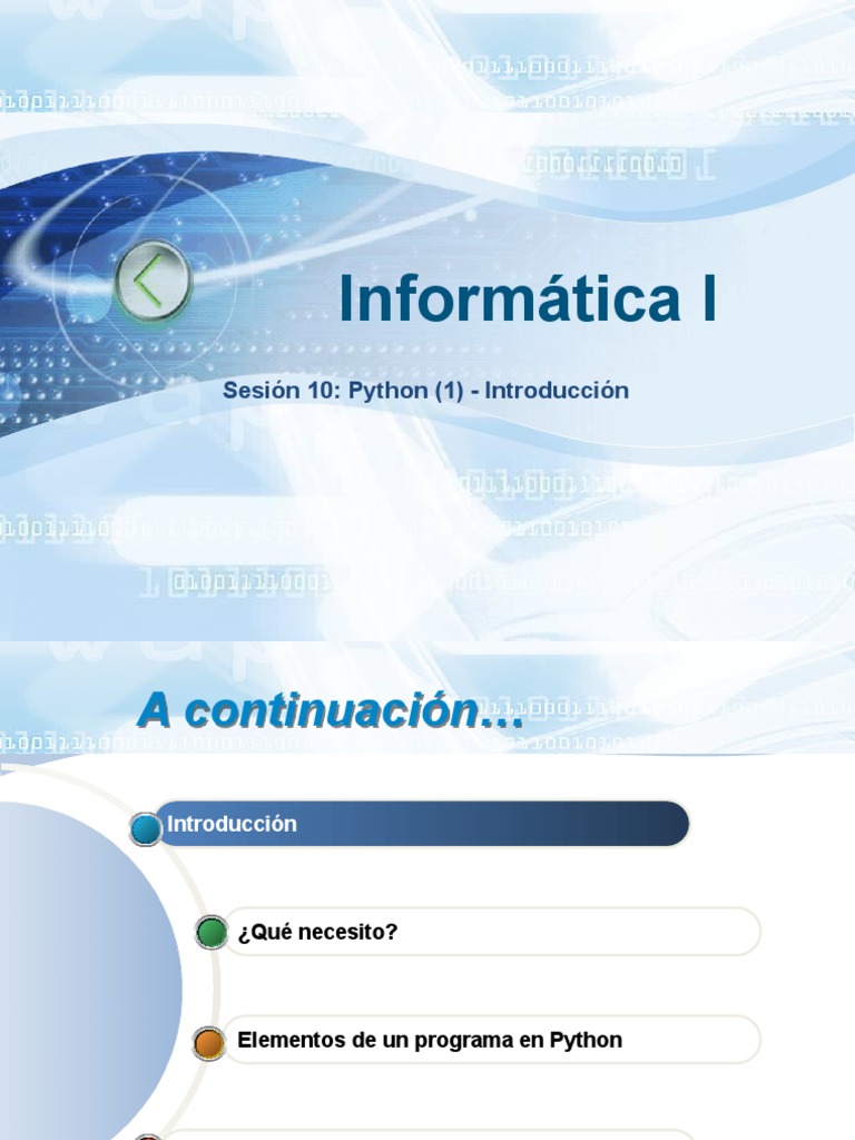 Informática I: Sesión 10: Python (1) - Introducción | PDF | Python (lenguaje de programación ...