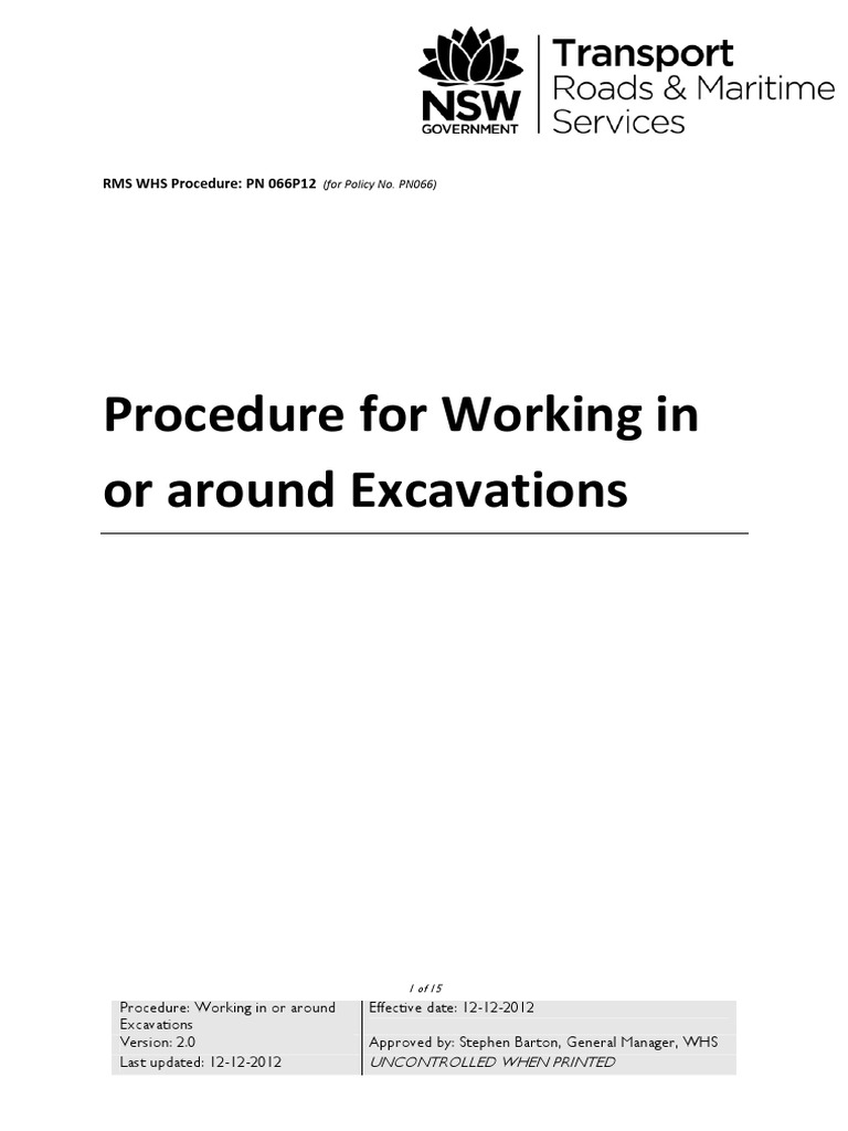 Excavation Safety Procedure Guide | PDF | Occupational Safety And ...