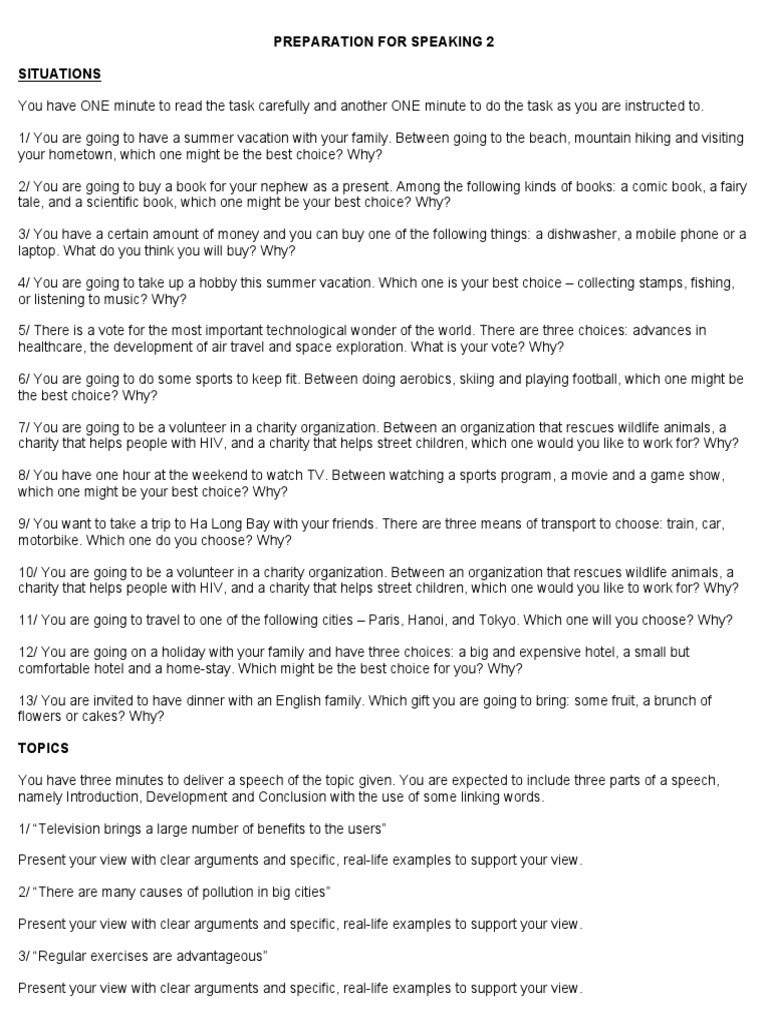 Speaking Practice for Students | PDF | Internet | Communication