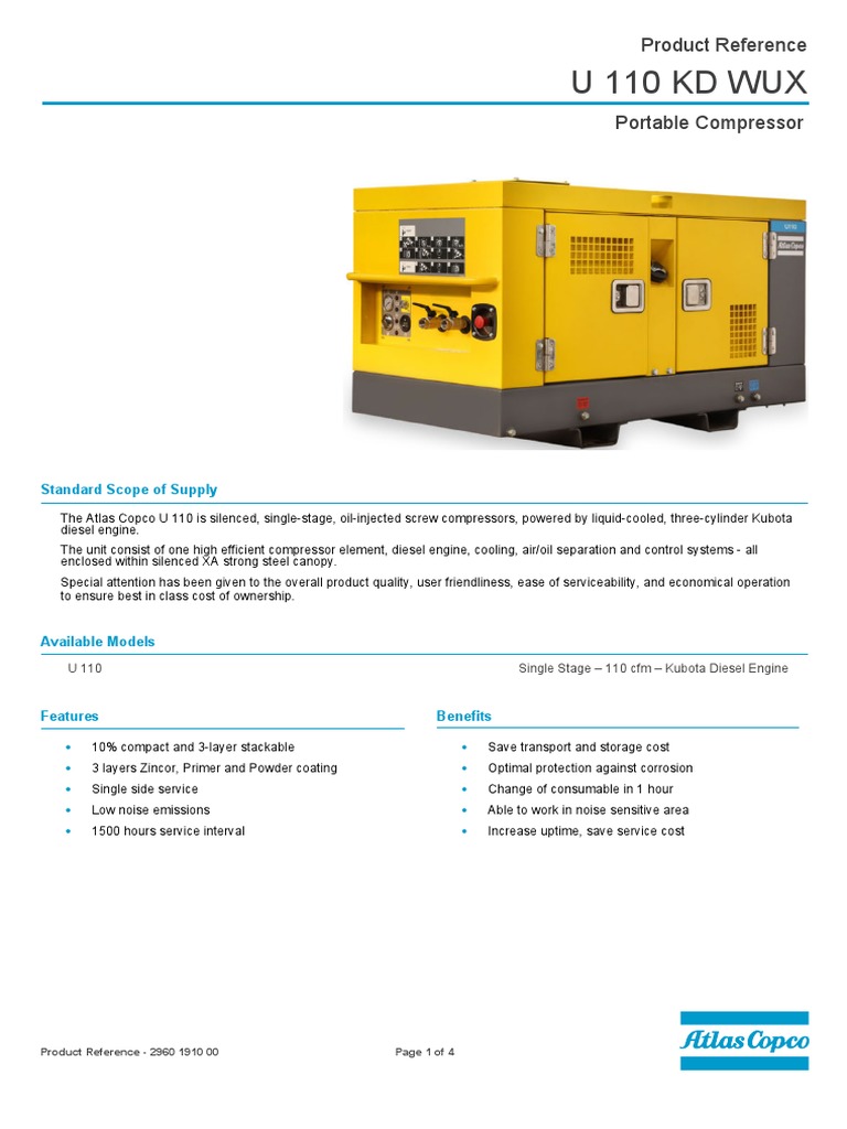 Portable Compressor Specs | PDF | Engines | Diesel Engine