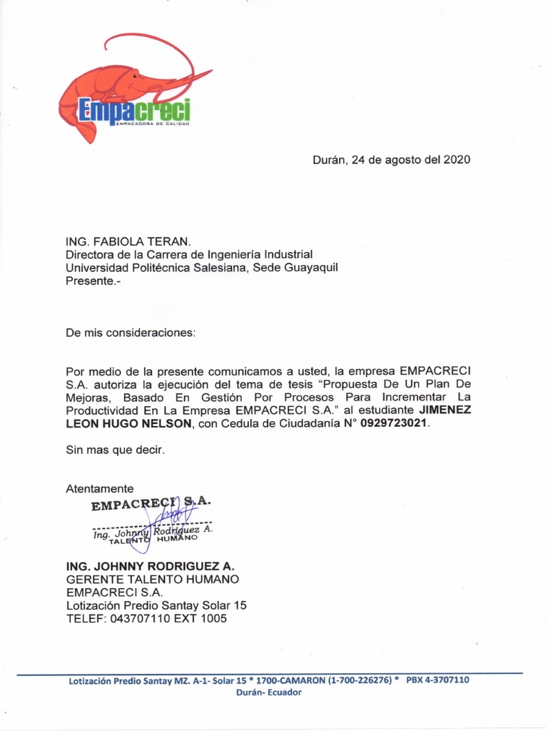 EJEMPLO CERTIFICADO EMPRESA | PDF